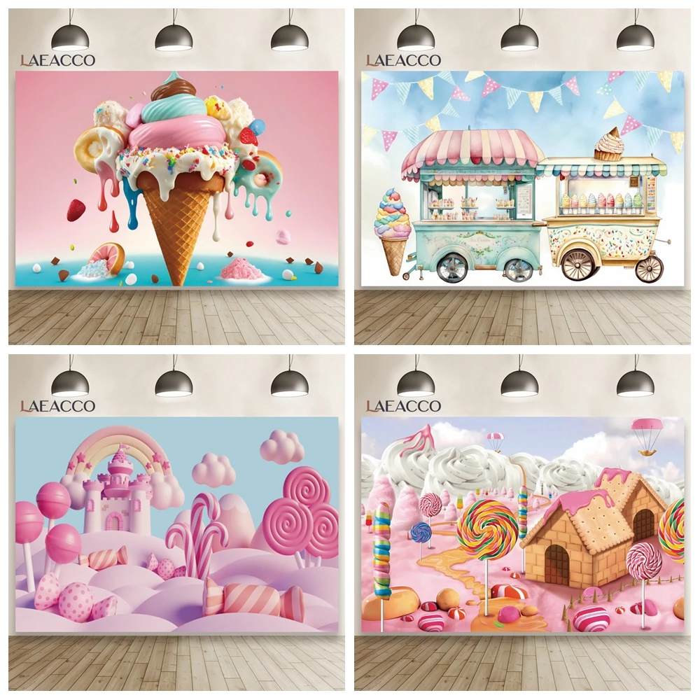 Ice-Cream-Party-Background-Pink-Ice-Cream-Donut-Baby-Child-Portrait ...