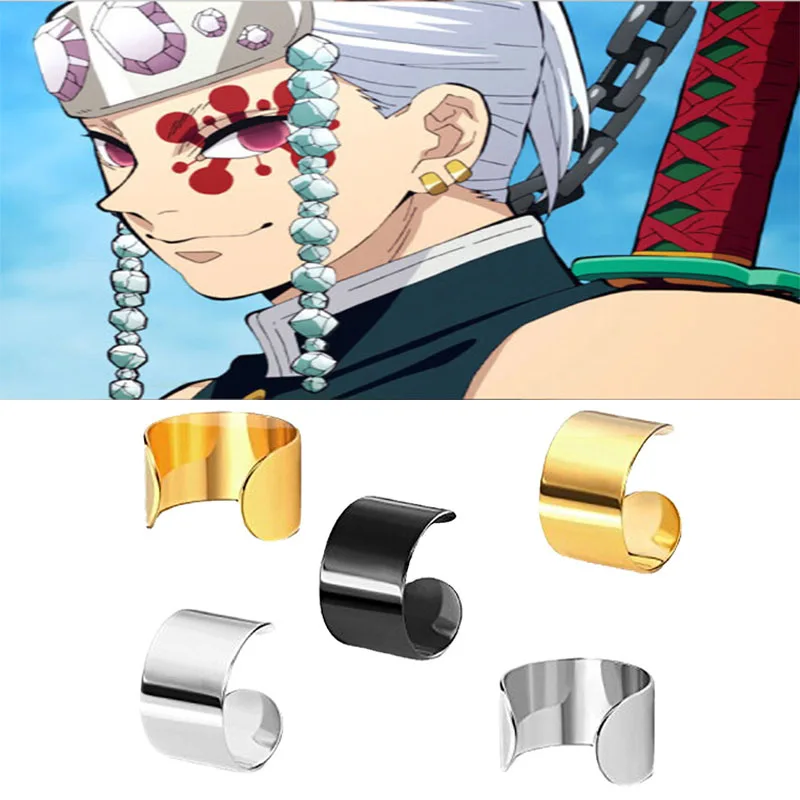 Anime-Demon-Slayer-Earrings-Uzui-Tengen-Stainless-Steel-Earclips-Evil ...
