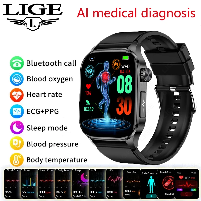 LIGE-ECG-Smartwatch-SOS-Bluetooth-Call-Waterproof-Sports-Smart-Watch-2 ...