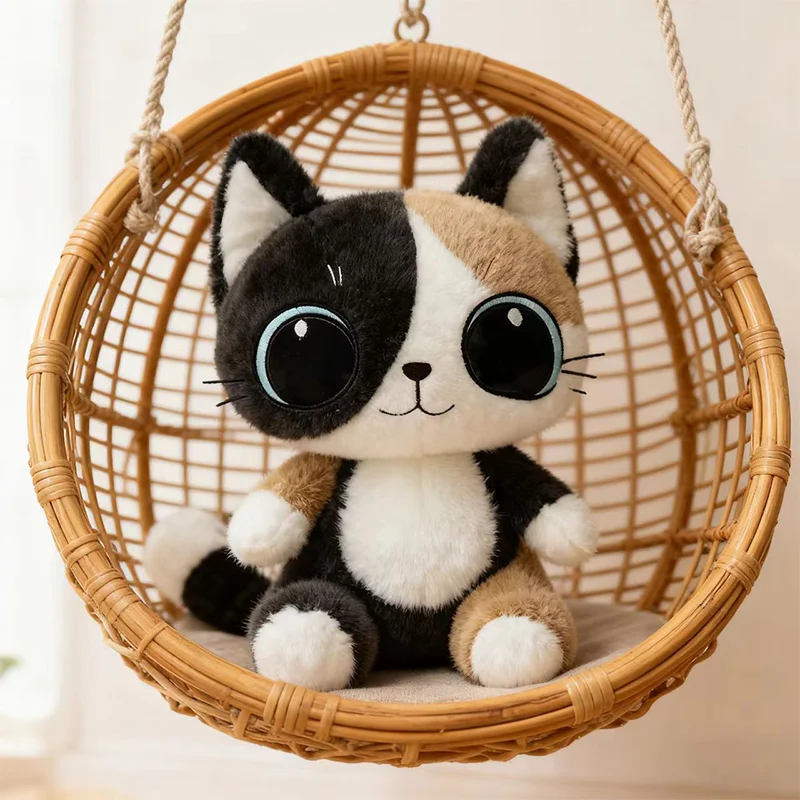 23CM Kawaii Lifelike Linglong Cat Plush Toy Cute Cartoon Big Eyed Toy ...
