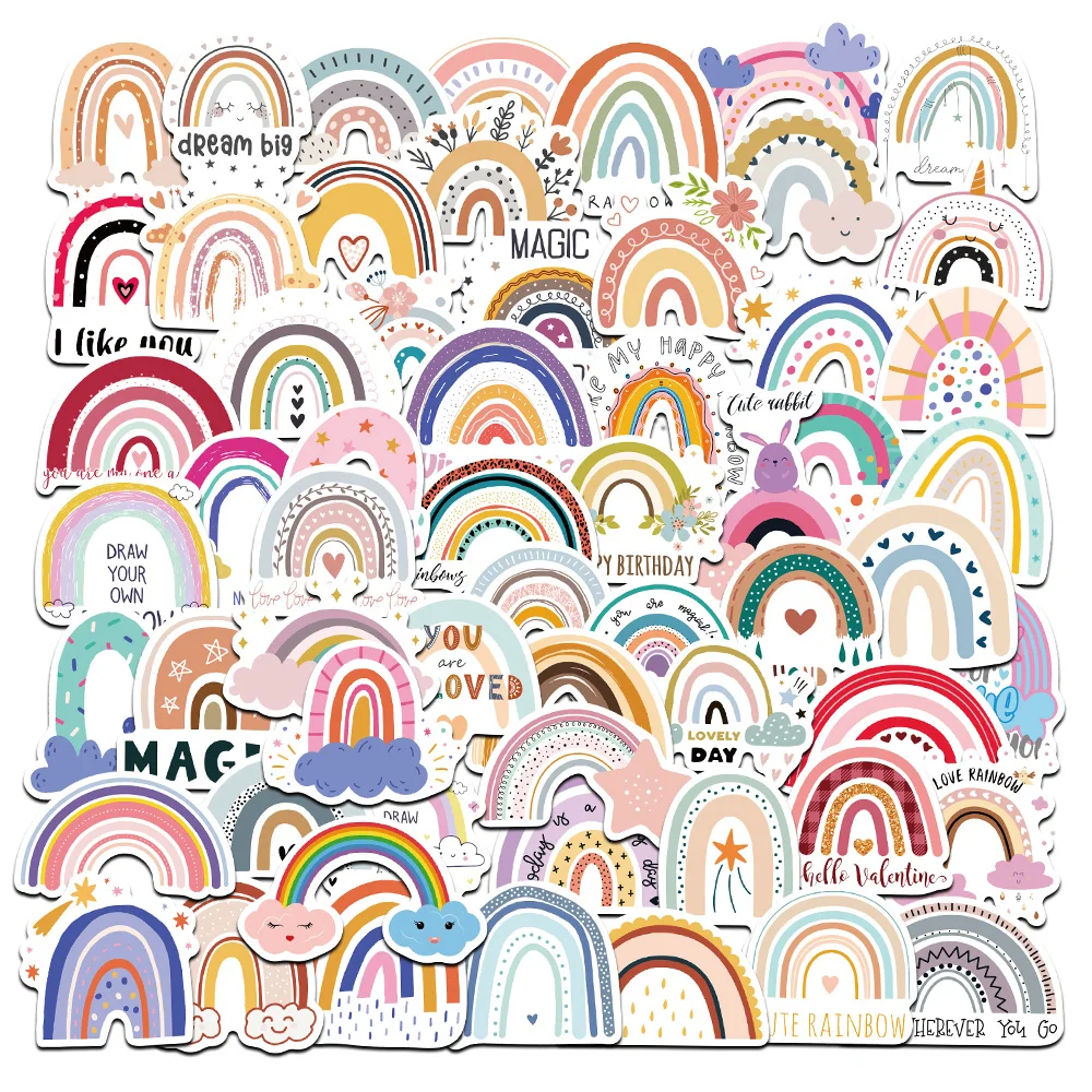 10-60PCS-Cartoon-Rainbow-Bridge-Stickers-for-Girl-Children-Classic-Toys ...