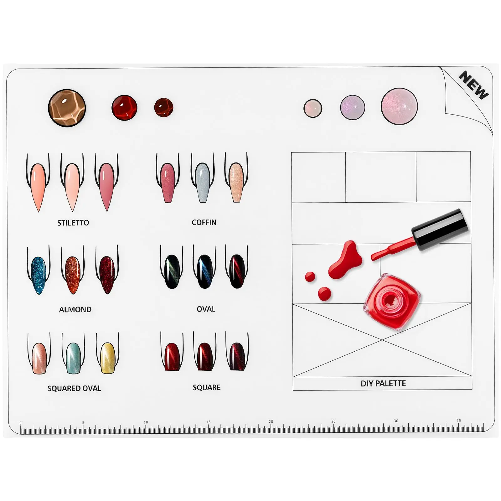 Silicone Acrylic Training Mat Practice Sheet for Nail Design Reusable ...