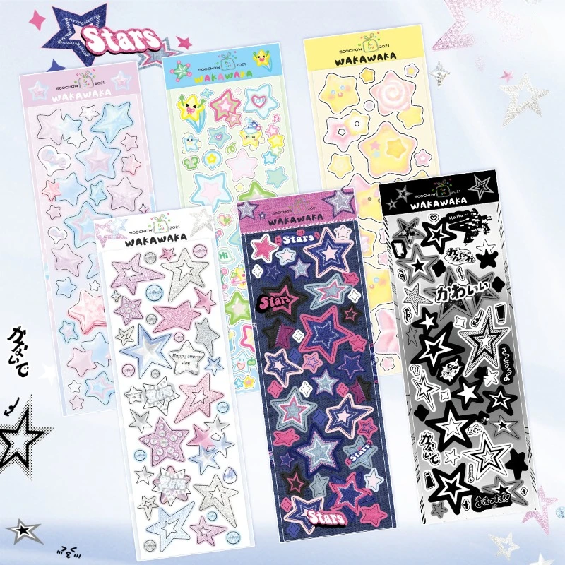 1-Sheet-Cute-Colorful-Star-Pattern-Stickers-DIY-Scrapbooking-Sticker ...