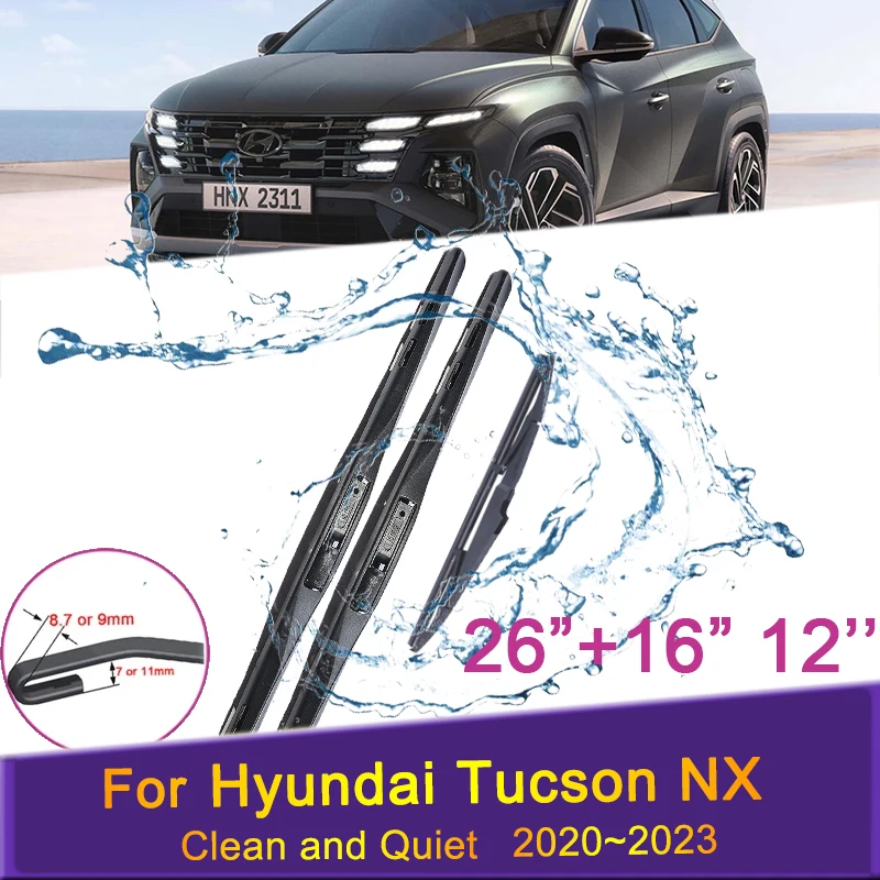Car-Front-Wiper-Blades-for-Hyundai-Tucson-NX-2020-2021-2022-2023-Windshield-Frameless-Silent ...