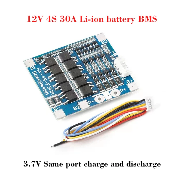 4S 12V 30A Lifepo4 battery Balance BMS 3.2v/3.7v Same port charge and discharge PCM for 12.8V 4S ...