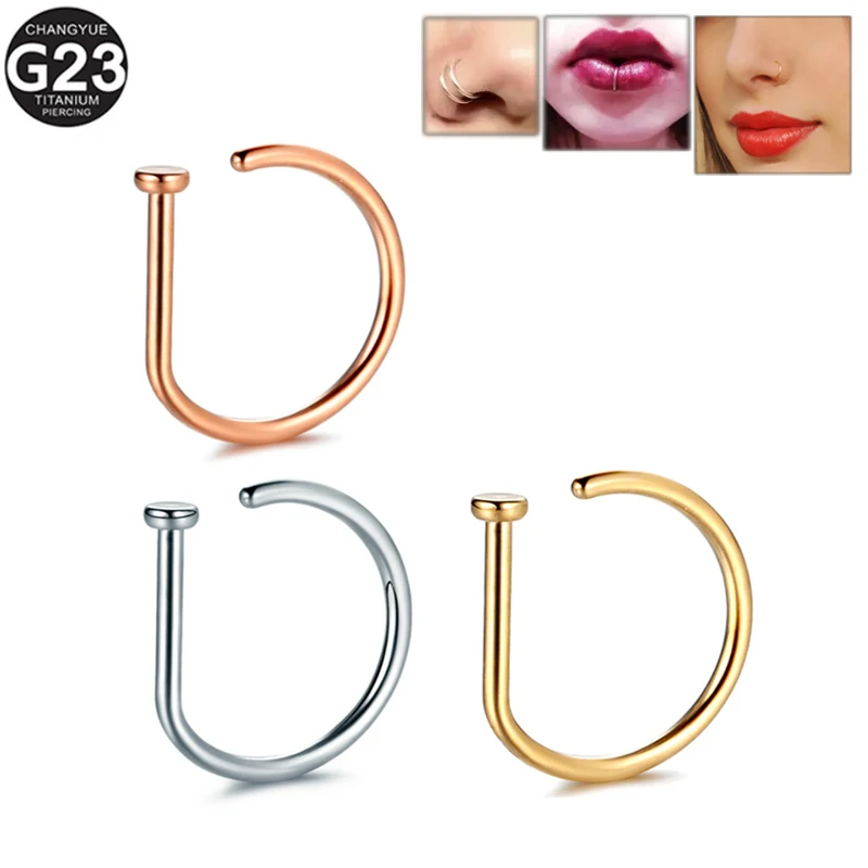 10PCS-Lot-TIT-ASTM-F136-Titanium-20G-Open-D-Shape-Nose-Ring-Hoop-Tragus ...