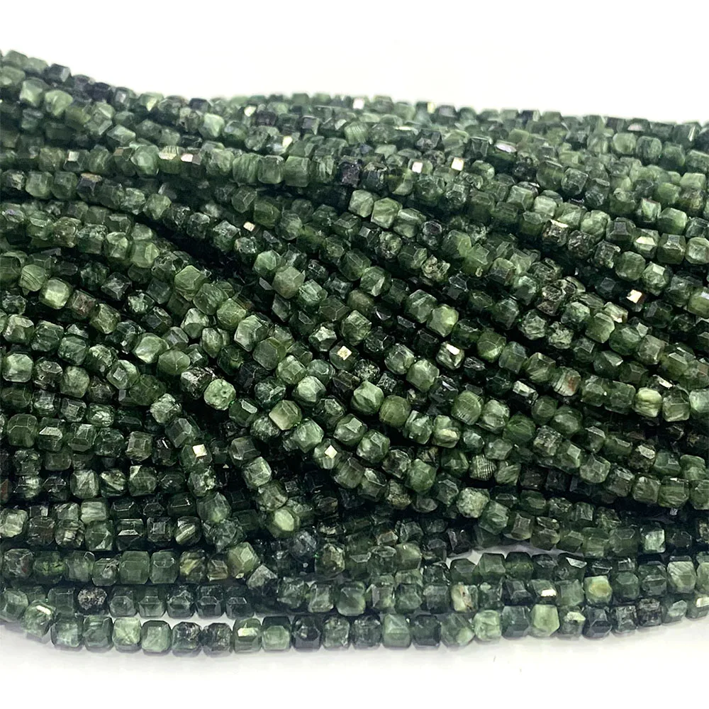 Veemake Natural Seraphinite Edge Cube Faceted Small Beads For Jewelry ...