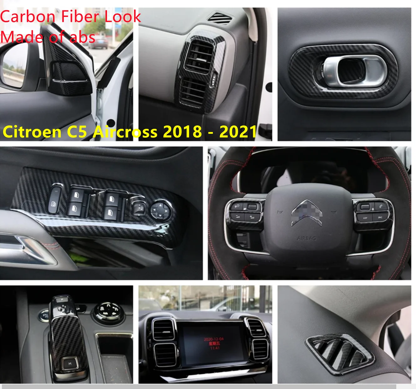 For Citroen C5 Aircross 2018 - 2021 Accessories Carbon Fiber Interior ...