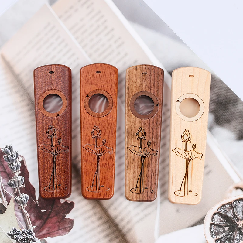 Wooden-Kazoo-Engraving-Wood-Harmonica-With-Metal-Box-Kazoo-Orff ...