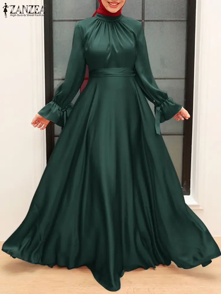 ZANZEA-Elegant-Satin-Long-Dresses-Women-Muslim-Fashion-Cinched-Waist ...