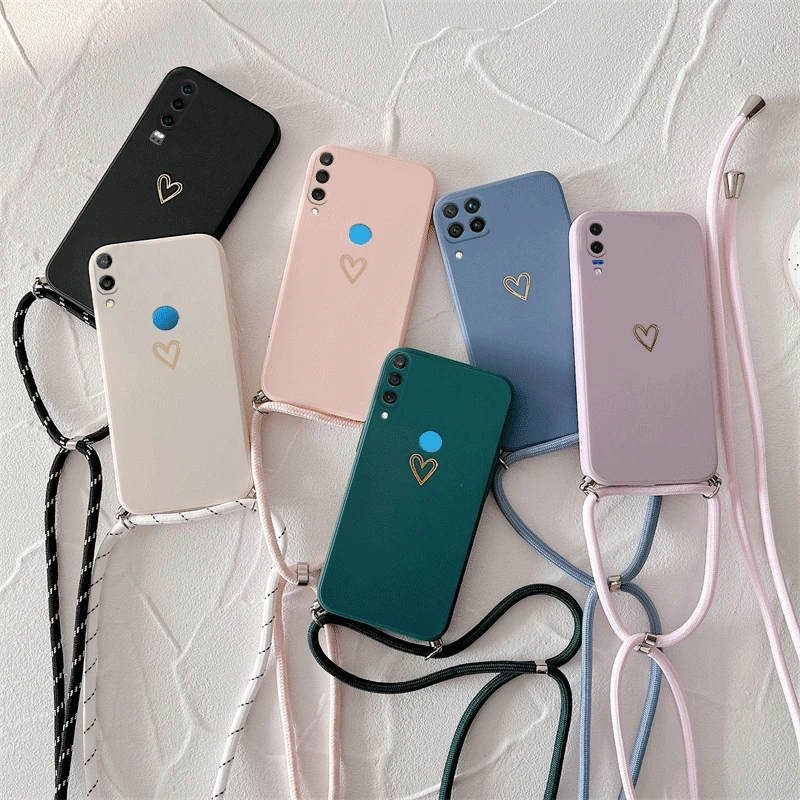 Crossbody Lanyard Silicone Phone Case For Huawei P30 P20 P40 Lite Pro ...