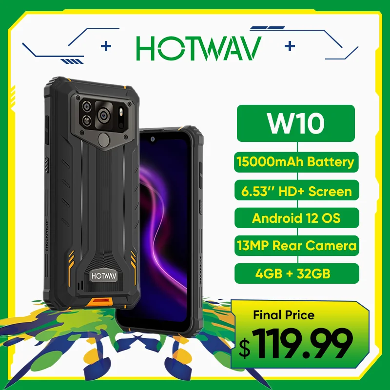 Hotwav W10 Rugged Smartphone 15000mah Ultra Large Battery Android 12 Os Mtk6761 6.0 Inch Screen ...