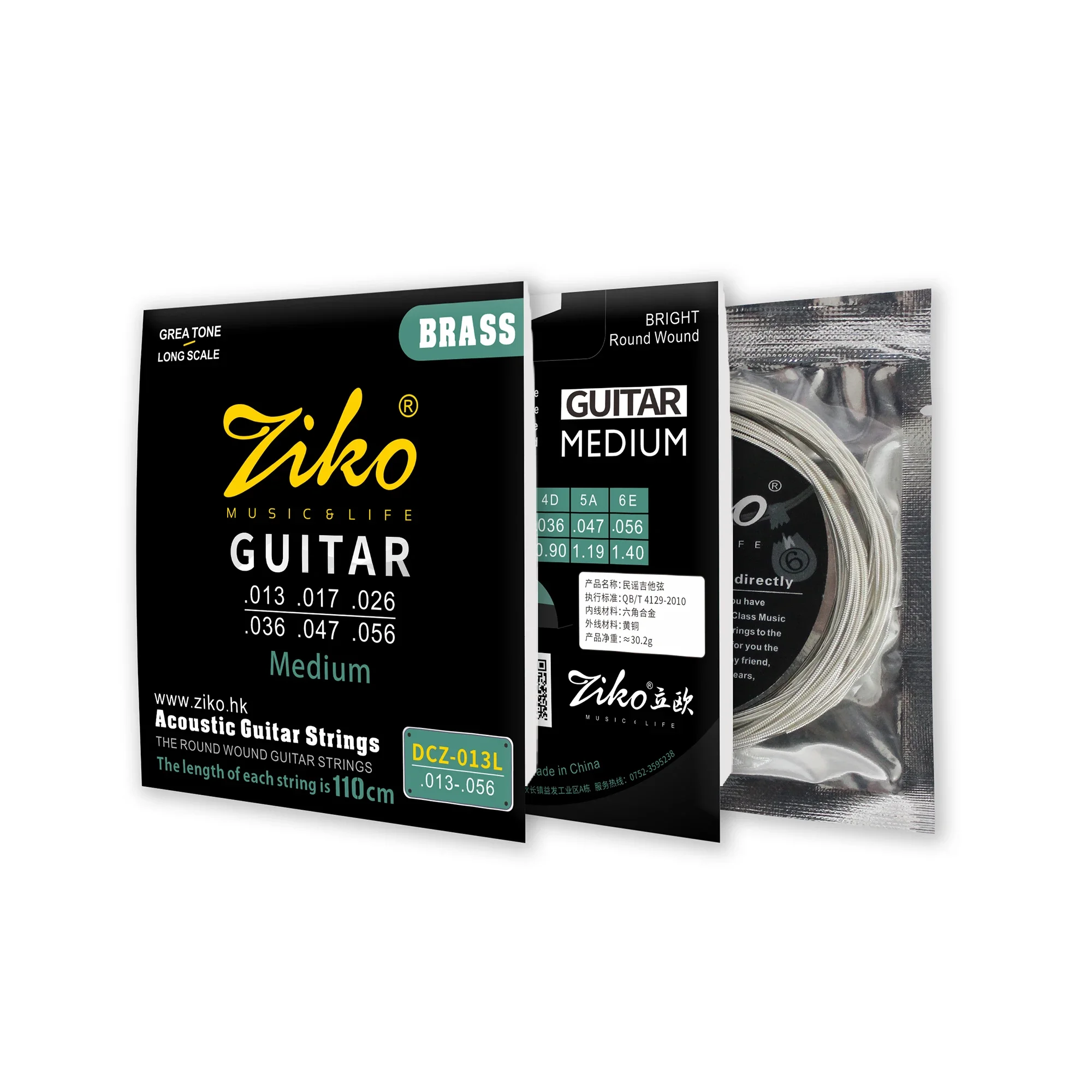 ZIKO-DCZ-013L-Acoustic-Guitar-Strings-Hexagonal-Steel-Core-Brass-Alloy ...