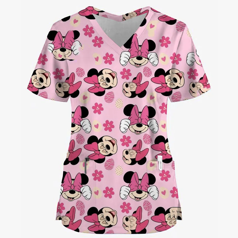 Miniso-uniforme-m-dico-de-Mickey-y-Minnie-para-mujer-camiseta-de-manga ...