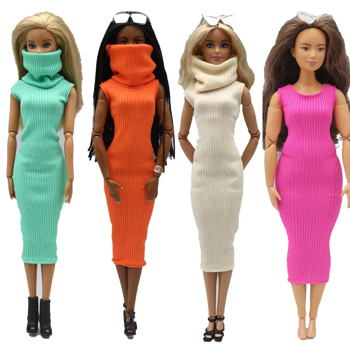 30cm-Simple-Embossed-Elastic-Long-Skirt-Bib-Doll-Clothes-For-Barbie ...