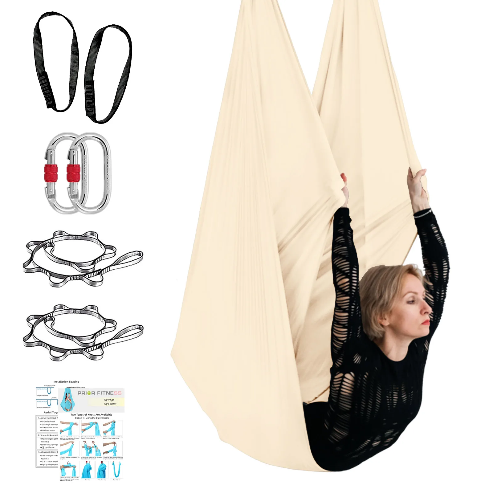 PRIOR-FITNESS-4m-Premium-Low-Stretch-Aerial-Yoga-Hammock-Set-Yoga ...