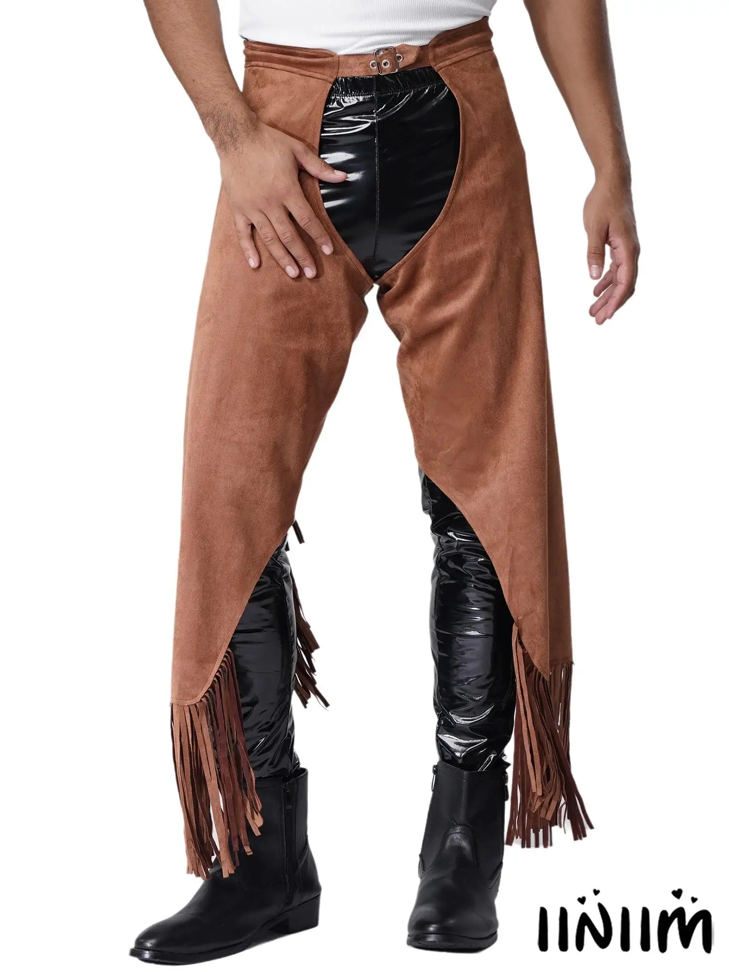Men Cowboy Vest And Chaps Combo with Tassel Details And Wide Leg Design ...