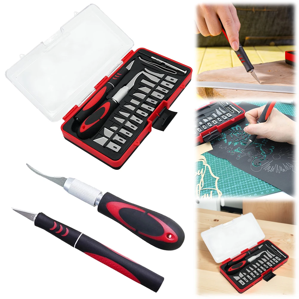 18Pcs Craft Knife Anti-Slip Handle Hobby Knife Scalpel Craft Knife Set ...