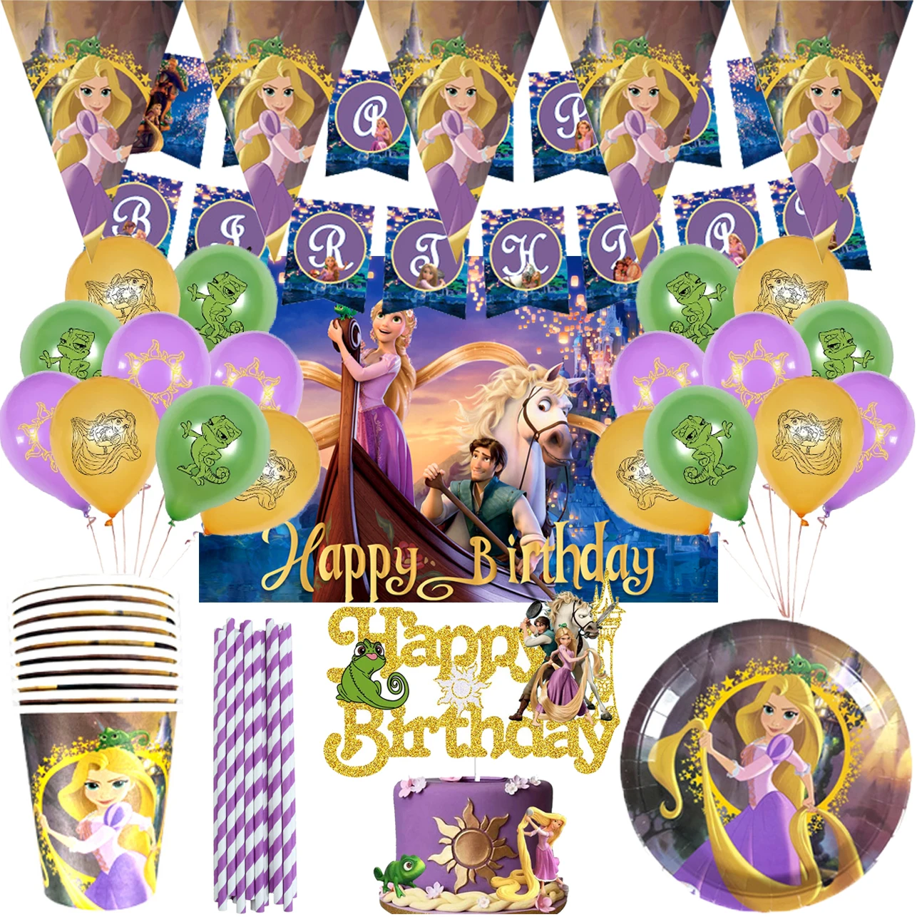 Disney-Tangled-Rapunzel-Theme-Birthday-Party-Supplies-Cup-Plate-Kids ...