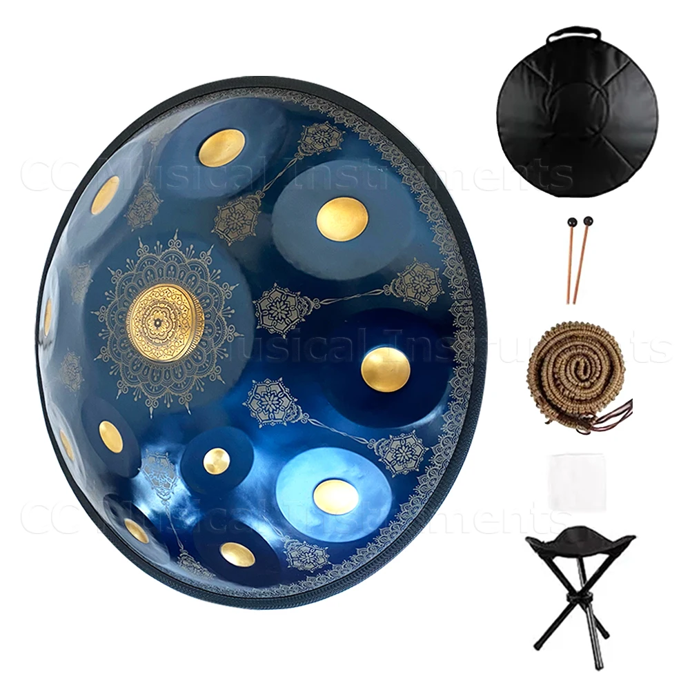 440hz-Blue-Hand-Painted-Handpan-9-10-12-Notes-D-Minor-Steel-Tongue-Drum ...