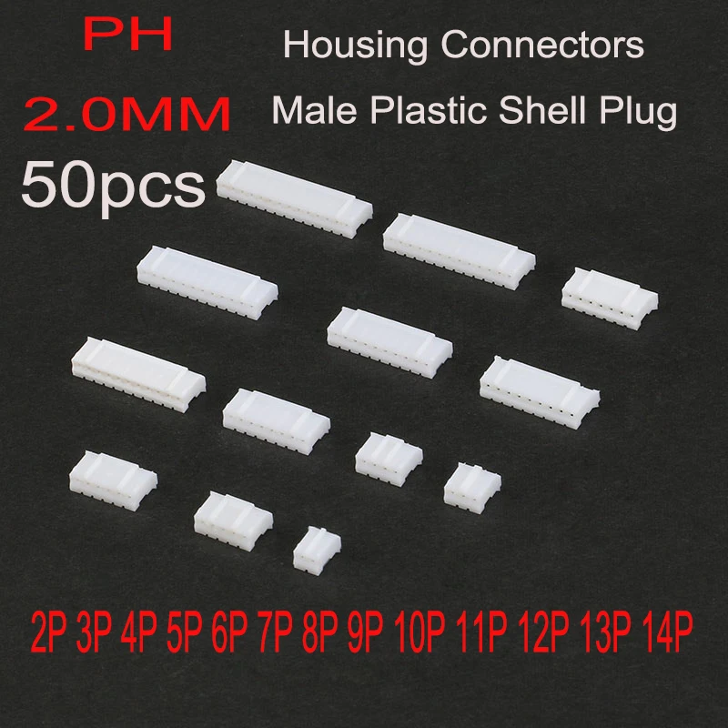 50PCS-PH2-0-Housing-Connectors-Male-Plastic-Shell-Plug-Wire-Cable ...
