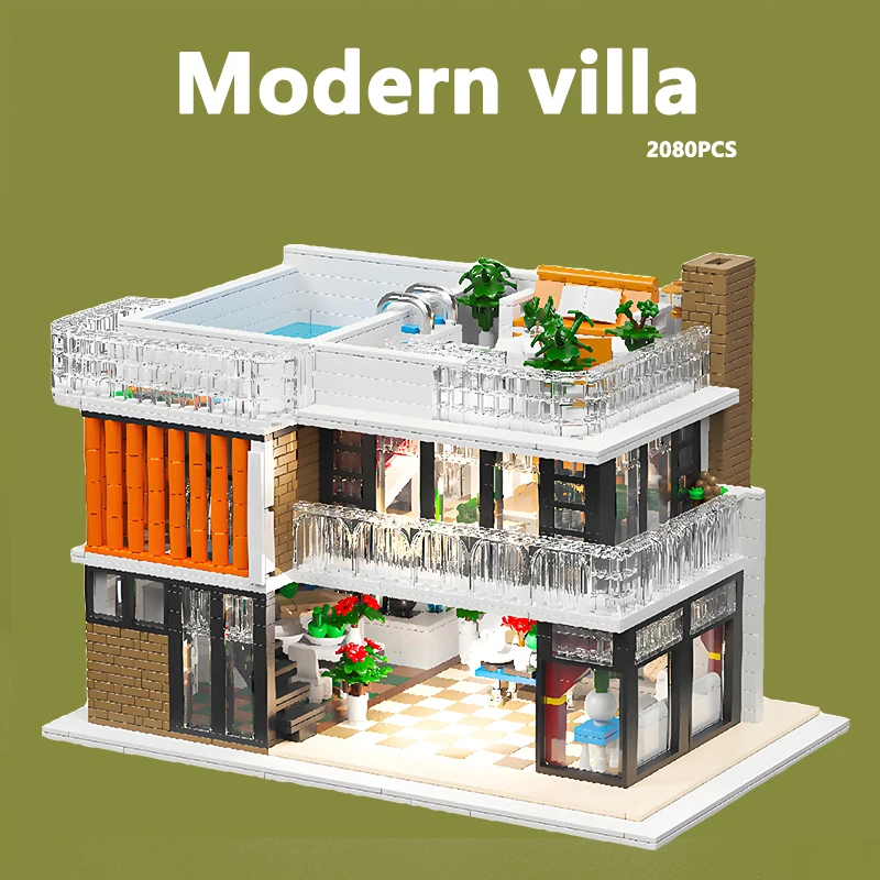 New House 2080pcs Kids Building Block Toys For Street View Modern ...
