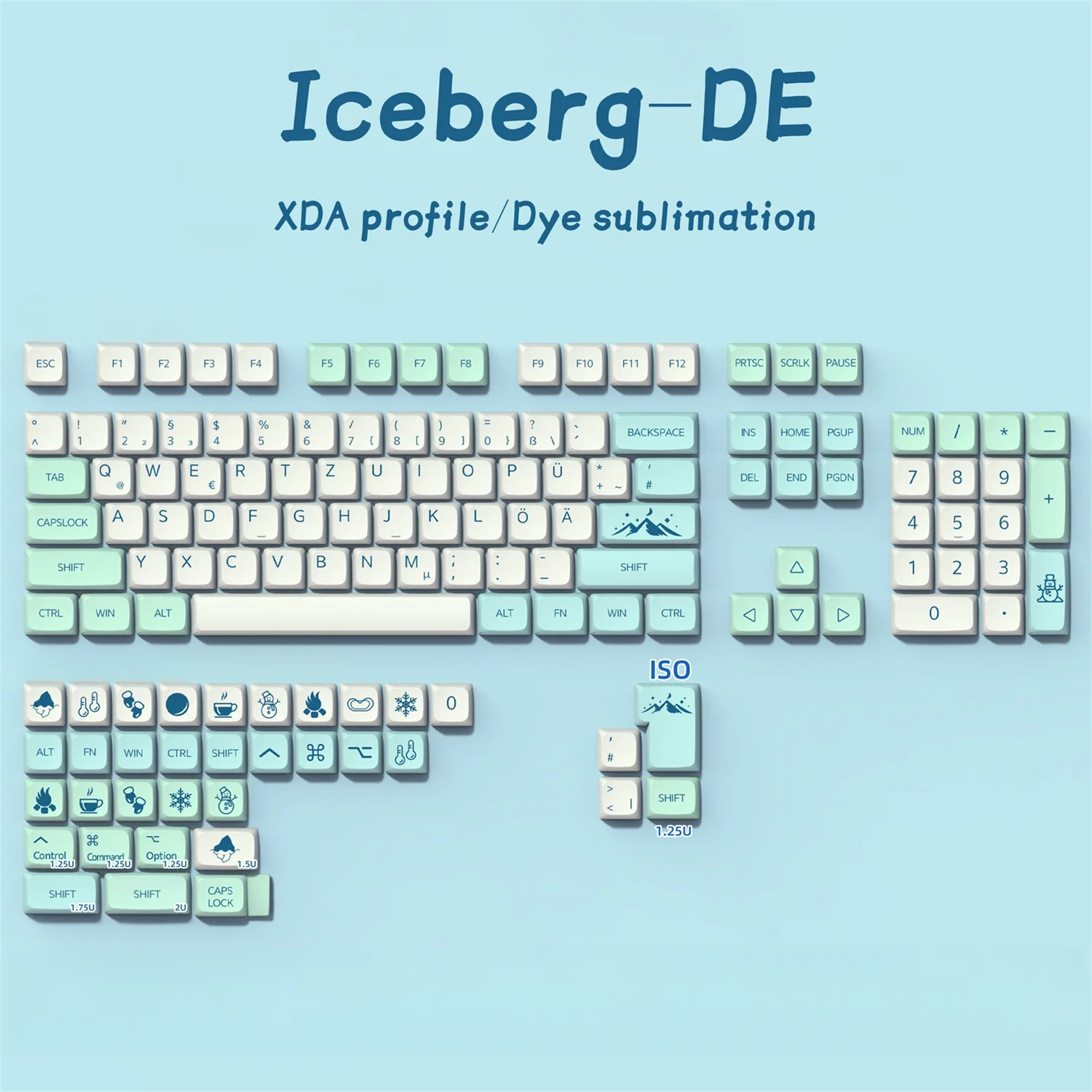 German-ISO-Keycaps-PBT-XDA-Matcha-Iceberg-Keycap-Dye-Sub-For-Cherry-MX ...