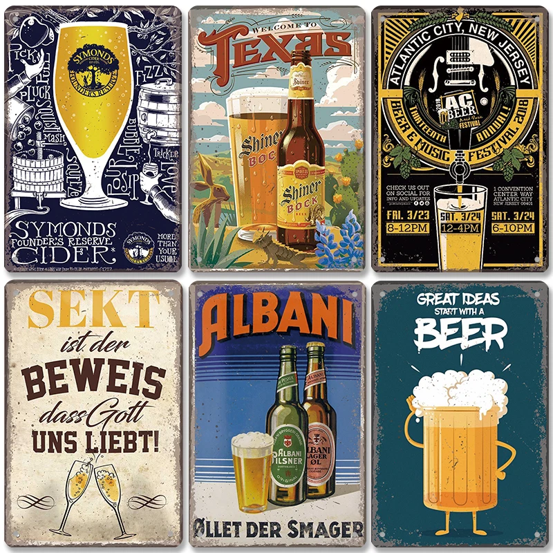 Drink-Cold-Beer-Plaque-Vintage-Metal-Tin-Sign-Welcome-to-Texas-Metal ...