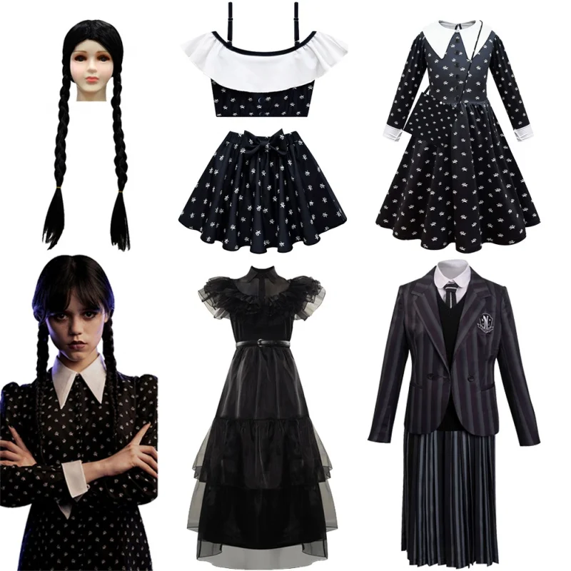 Wednesday-Addams-Cosplay-Girls-Costume-Wigs-Dress-TV-Addams-Cosplay ...