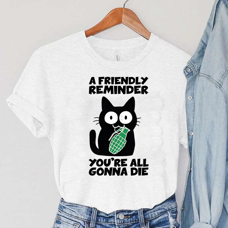 A-Friendly-Reminder-Print-T-Shirts-Women-s-Round-Neck-Clothing-Animals ...