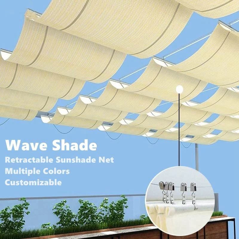 Customizable Telescopic Wave Sun Shade Net Garden Sunshade Sail Gazebo ...