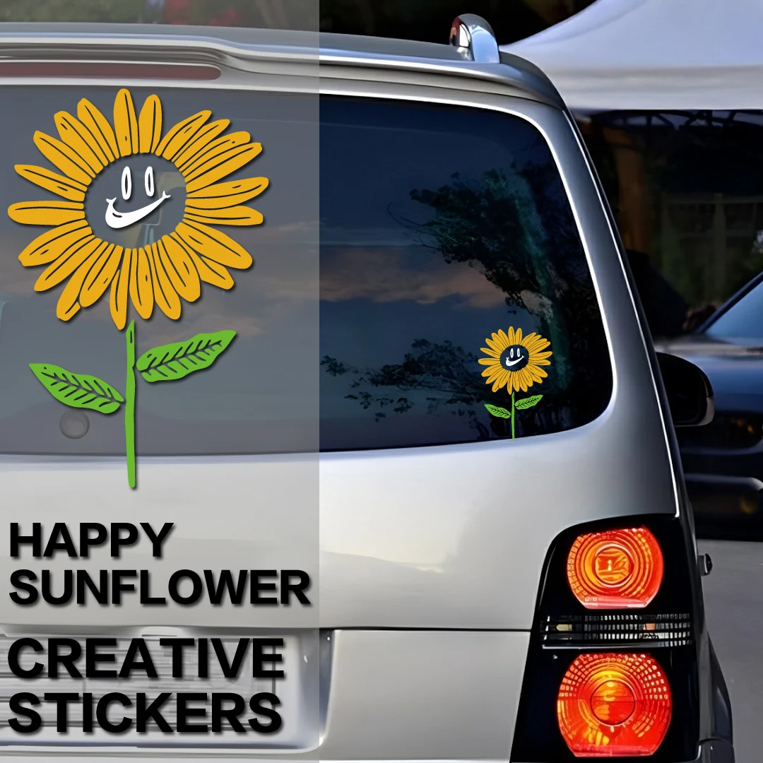 Happy-sunflower-creative-car-sticker-retro-window-glass-decoration ...