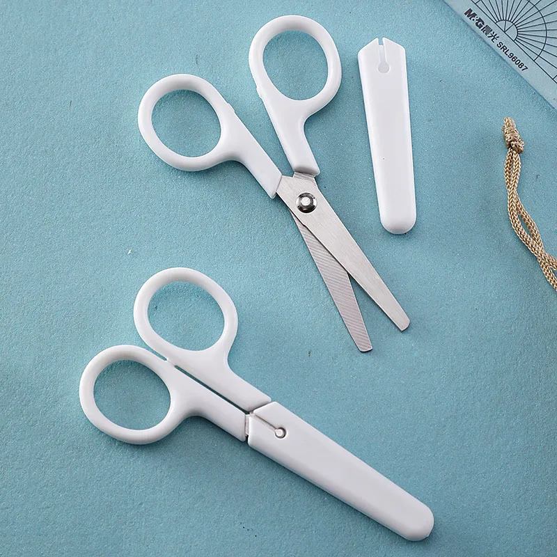 Stainless-Steel-Small-Scissors-Office-Art-Student-Scissors-Safety-Belt ...