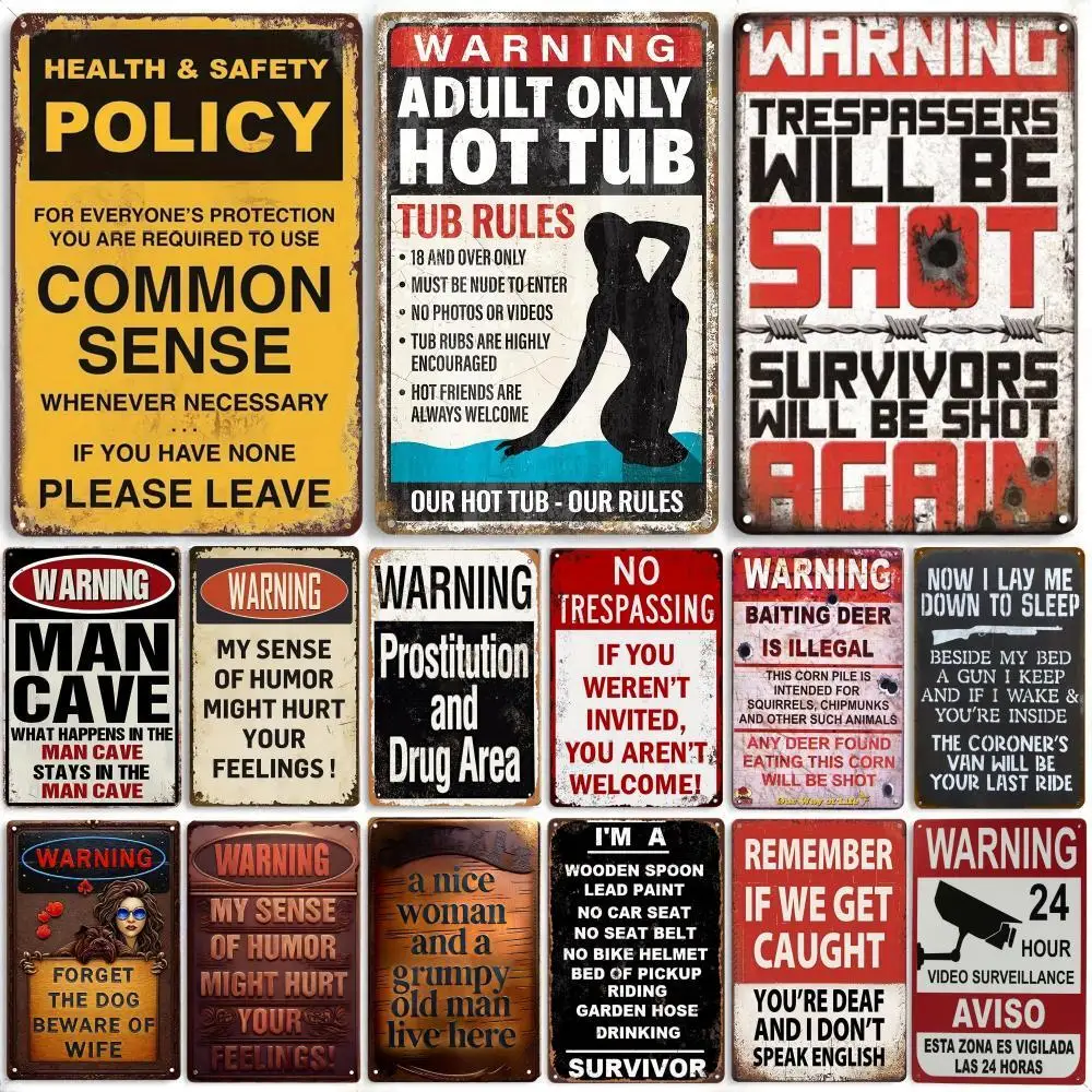 Vintage-3D-Warning-Beware-Poster-Metal-Tin-Sign-Plaque-Decorative ...