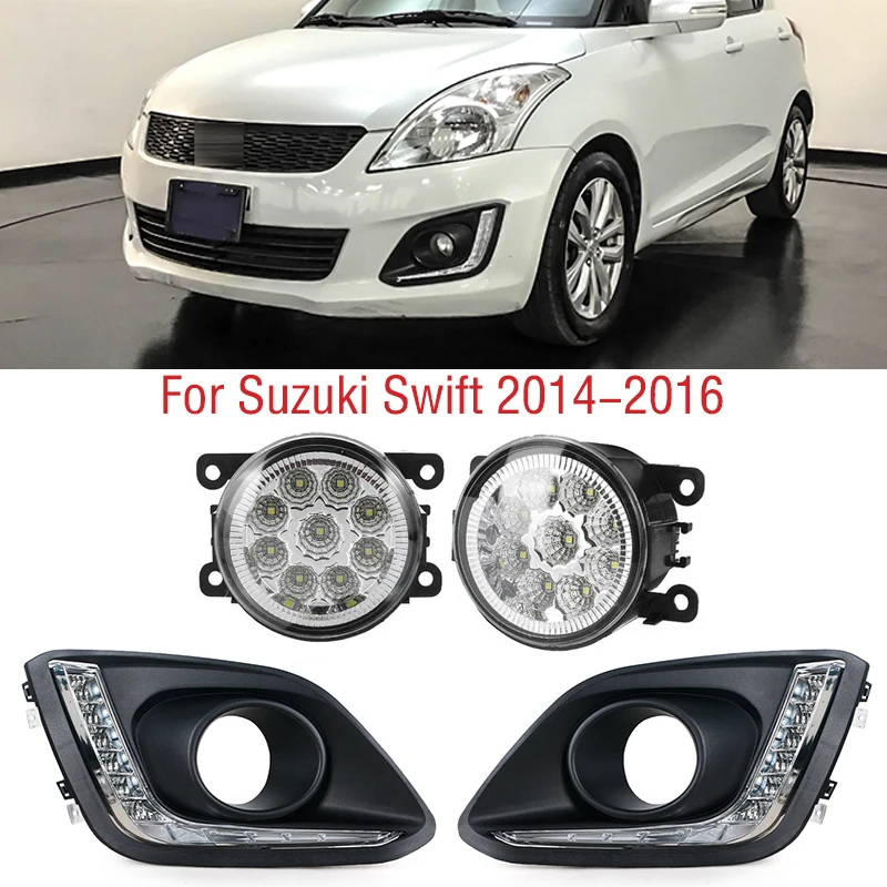 For-Suzuki-Swift-2014-2015-2016-Car-LED-White-Front-Bumper-DRL-Daytime ...