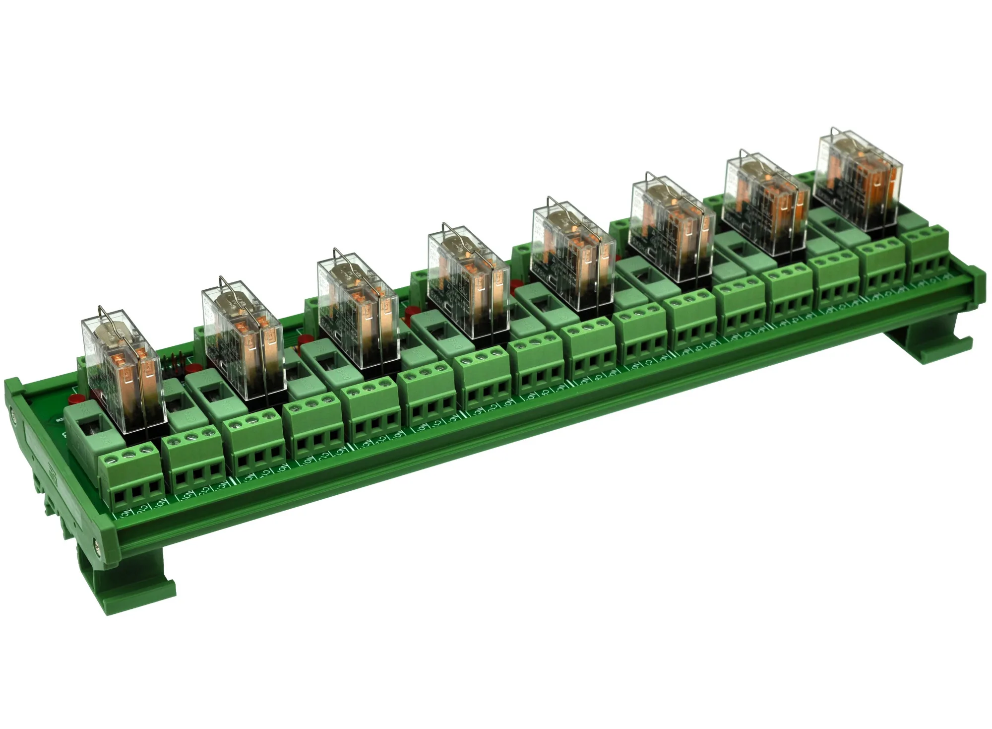 ELECTRONICS-SALON DIN Rail Mount Fused 8 DPDT 5A Power Relay Interface ...
