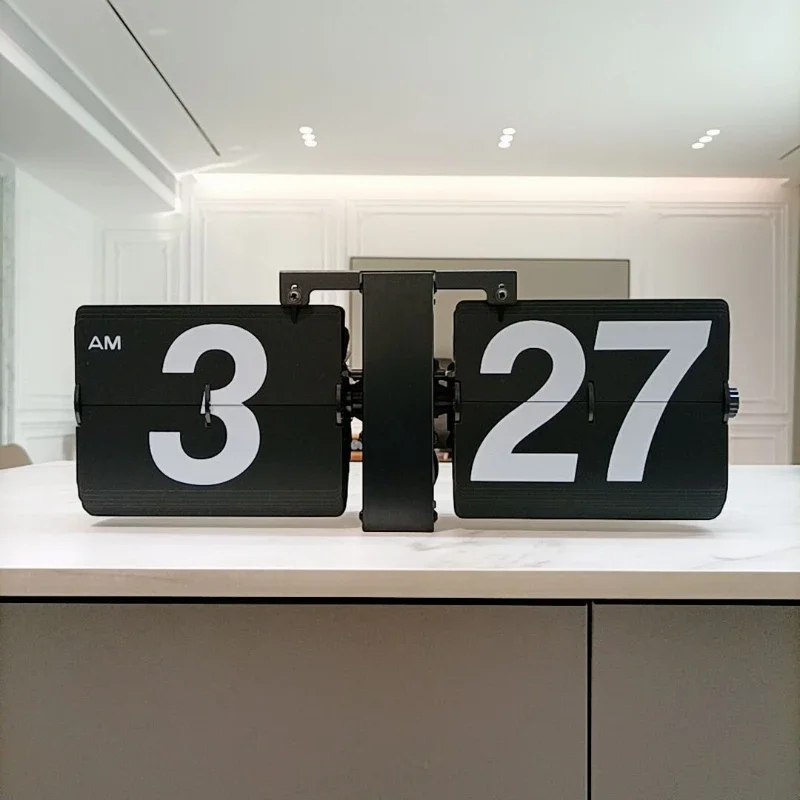 European-Retro-Table-Clock-Mechanical-Automatic-Page-Turning-Living ...