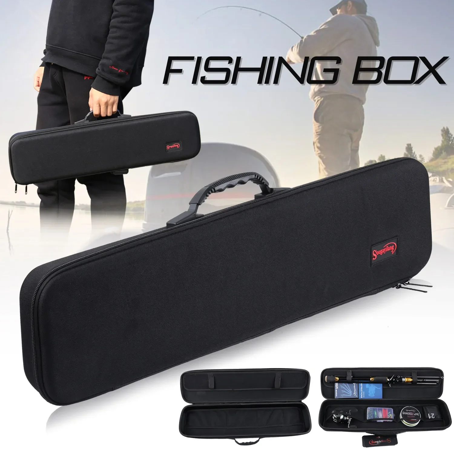 Sougayilang-Bag-Traval-Fishing-Tackle-Carrier-Storage-Case-Black-Hard ...