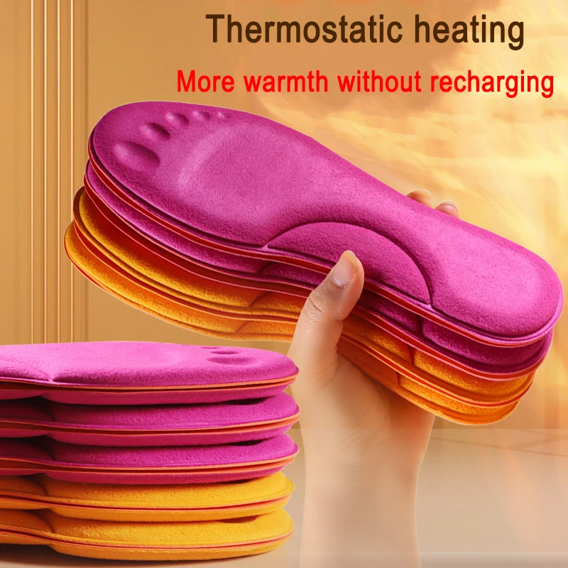 Winter Fur Self Heating Insoles Foot Thermal Thicken Non Slip Insole ...