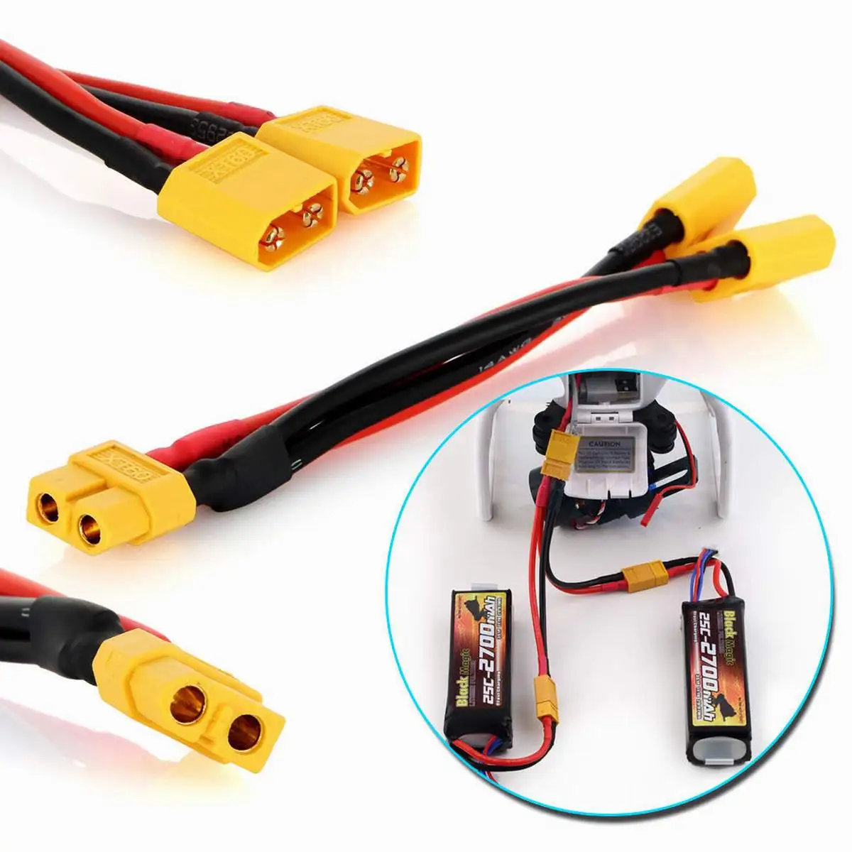 XT60-Parallel-XT-60-connector-adapter-Lipo-NiMH-DJI-Phantom-wire-RC-Y ...