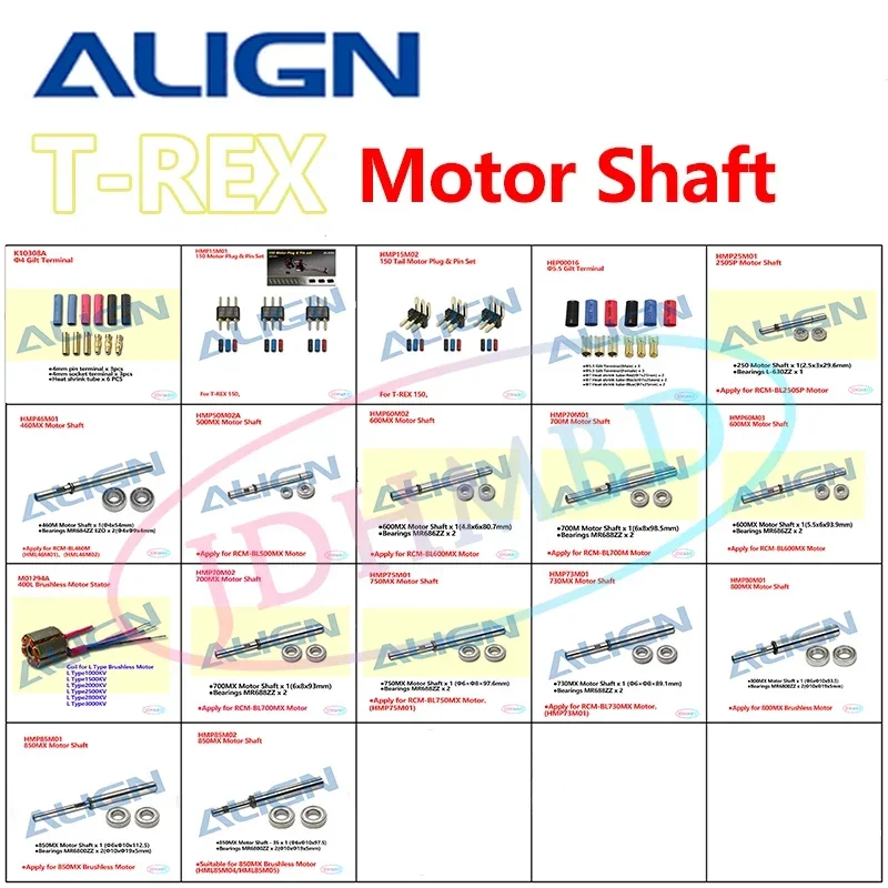 ALIGN-T-REX-Motor-Parts-Gilt-Terminal-Motor-Plug-Pin-Set-Motor-Shaft ...