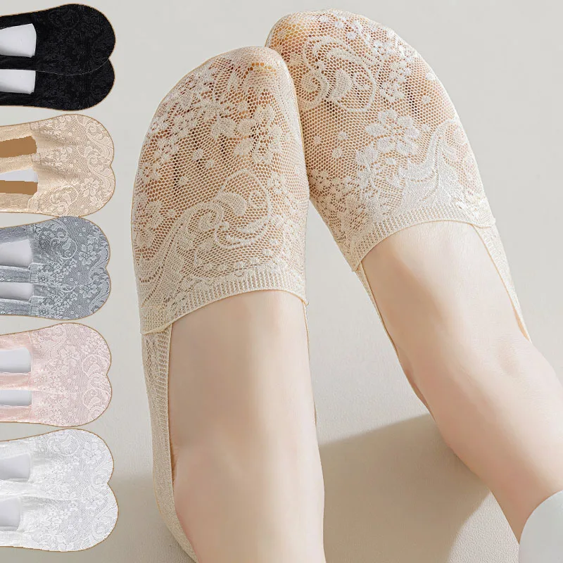 5Pair-Women-Socks-Summer-Thin-Breathable-Silicone-Non-slip-Ladies ...