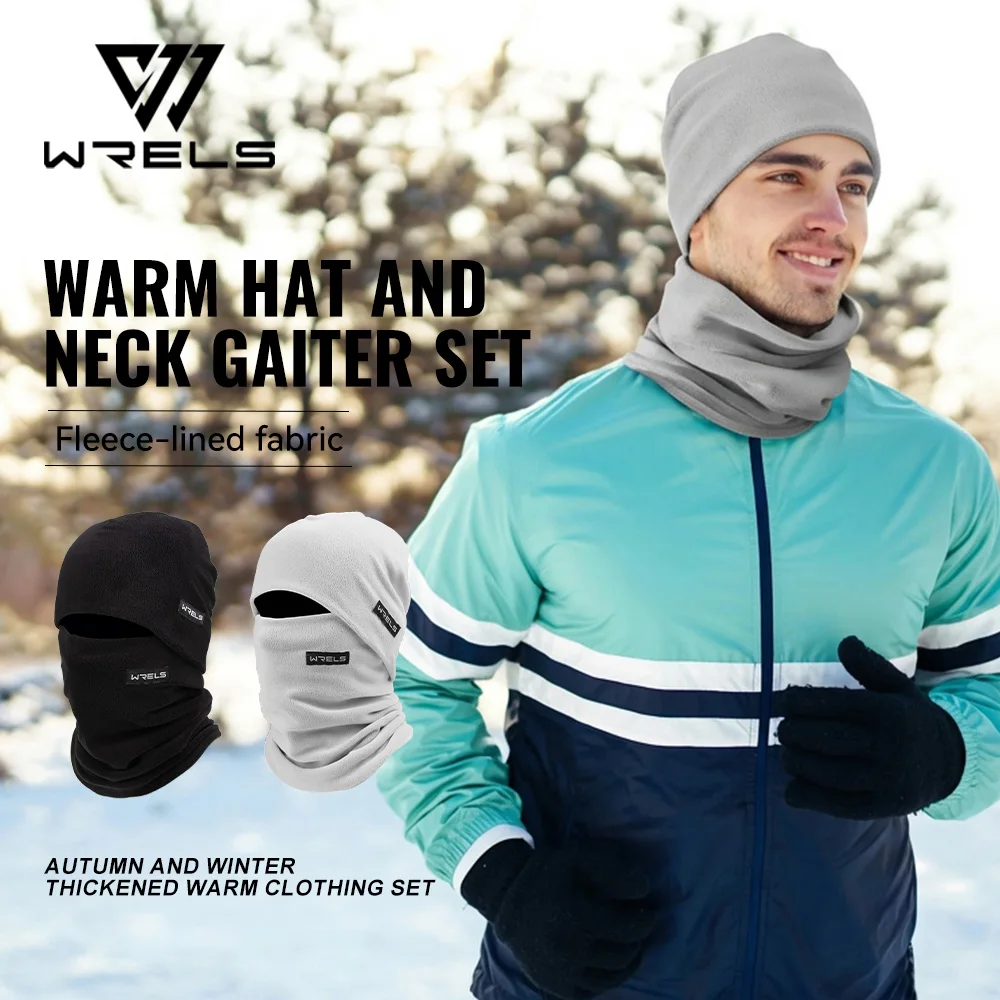 WRELS Winter Beanie Hat Scarf Set Thick Fleece Lined Skull Cap Neck ...