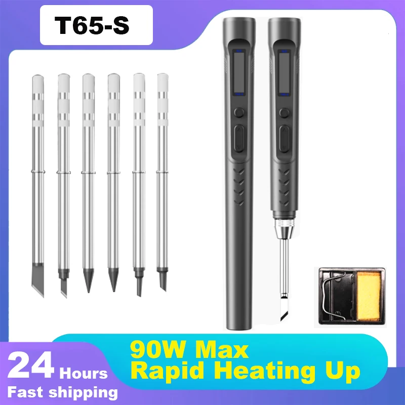 T65-S-Smart-Electric-Soldering-Iron-Adjustable-Constant-Temperature-DC-90W-PD-65W-Fast-Heat ...