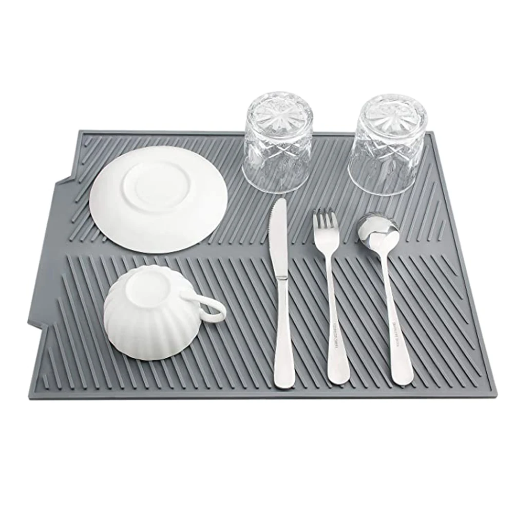 Kitchen-Silicone-Drain-Pad-Bowl-Dish-Cup-Drying-Storage-Rack-Holder-Non ...