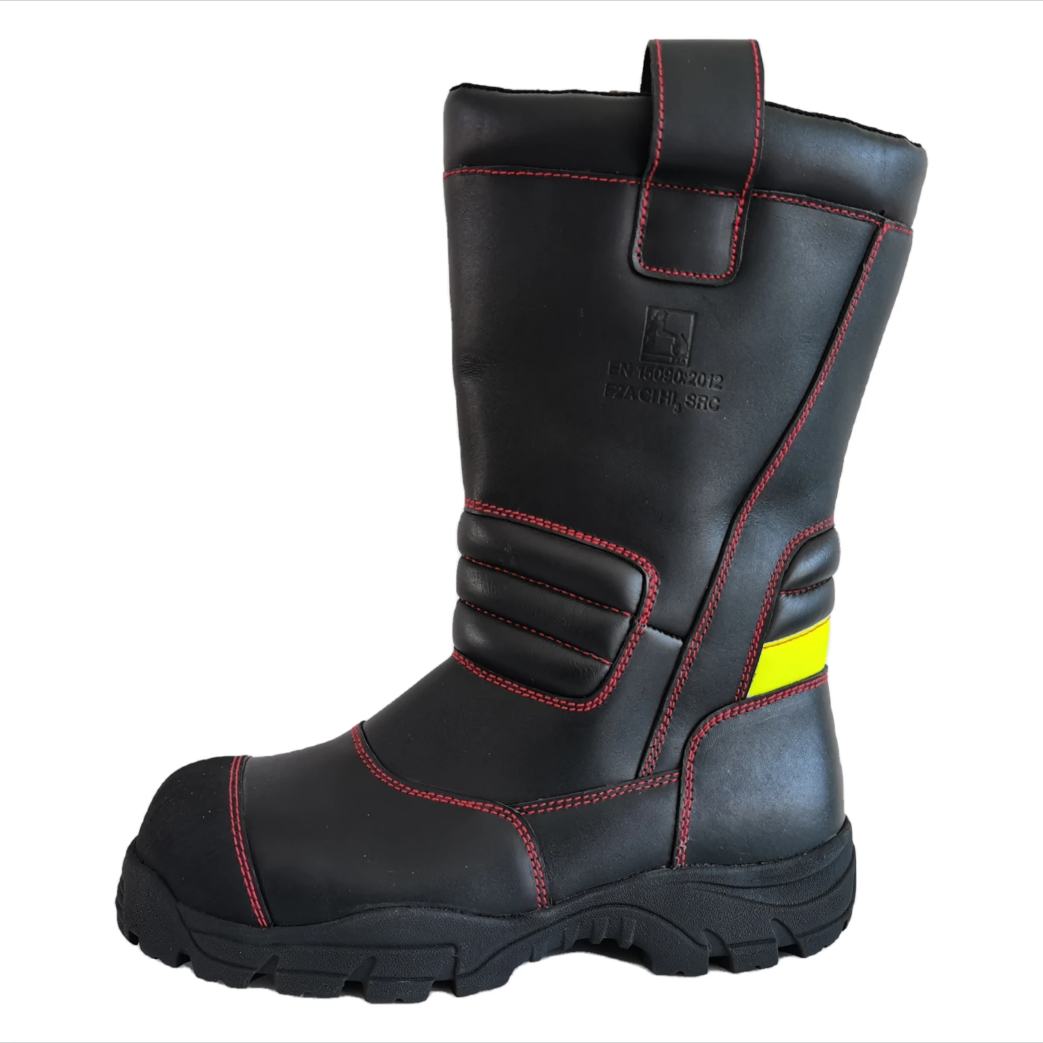Botas-de-fuego-sin-cordones-con-cuero-reflectante-botas-de-bombero-ign ...