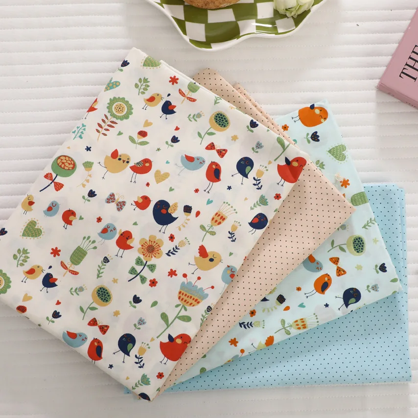 New Colour Birds Flower Dot Printed Cotton Fabric For Sewing Craft ...