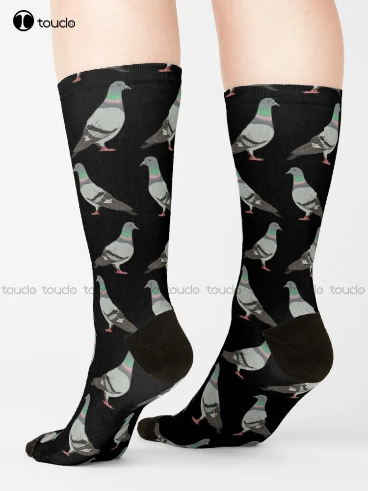 Pigeon Walk 2020 Black Background Socks White Socks Personalized Custom ...
