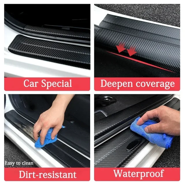 Carbon Fiber Door Sill Protectors 4Pcs For Mitsubishi Outlander Car ...