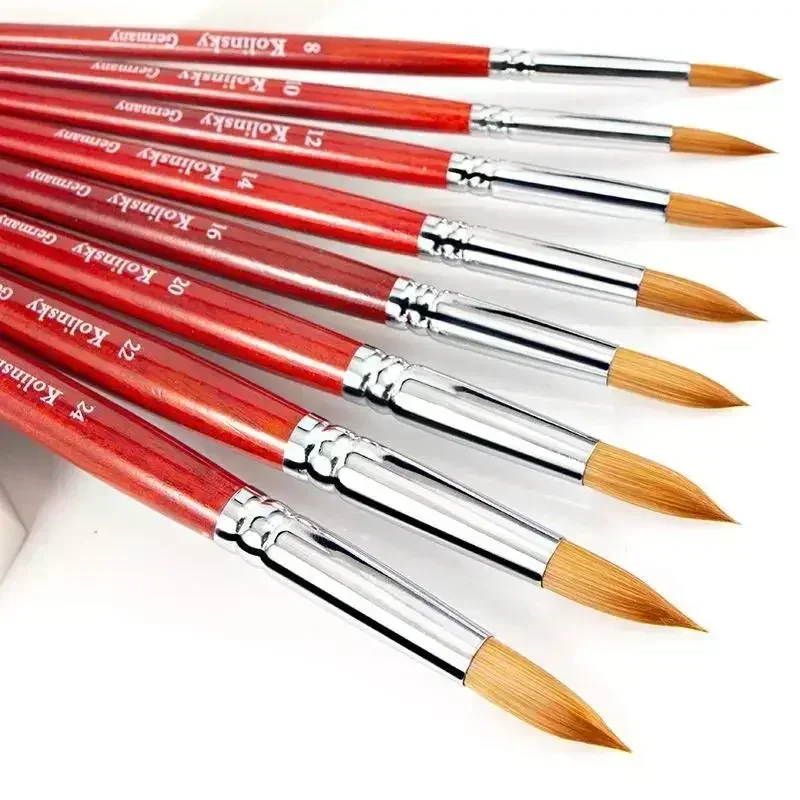 Kolinsky Acrylic Brush Wood Handle Nail Art Mink Brush Gel Builder Nail ...